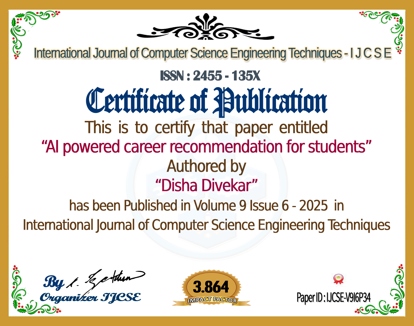 AI powered career recommendation for students | IJCSE